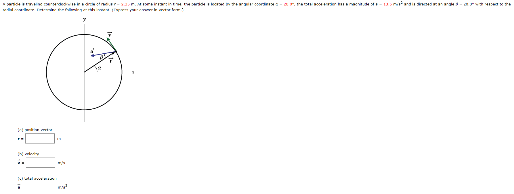 Solved A particle is traveling counterclockwise in a circle | Chegg.com