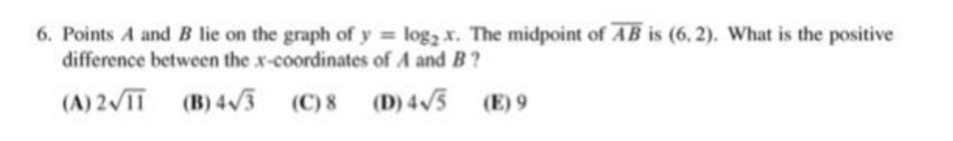Solved Points A and B ﻿lie on the graph of y=log2x. ﻿The | Chegg.com