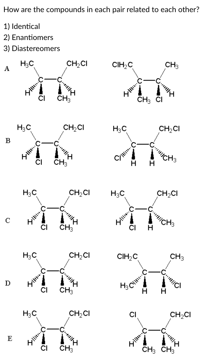 Solved How are the compounds in each pair related to each | Chegg.com