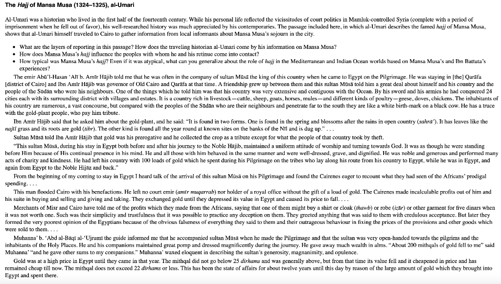 Al-Umari was a historian who lived in the first half | Chegg.com