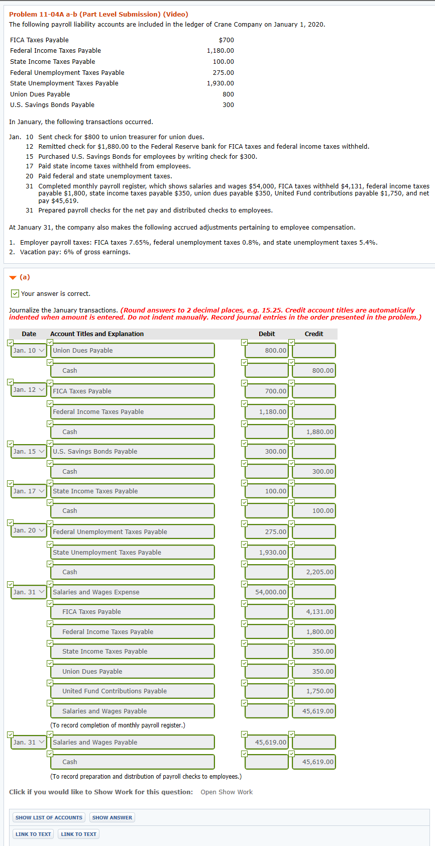 Solved Problem 11-04A a-b (Part Level Submission) (Video) | Chegg.com