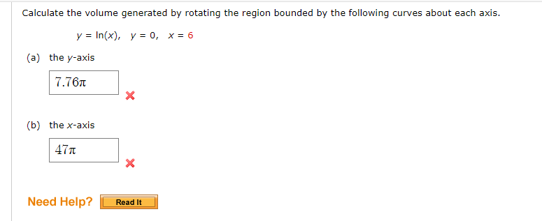 Solved Calculate the volume generated by rotating the region | Chegg.com