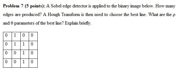 Problem 7 (5 points): A Sobel edge detector is | Chegg.com