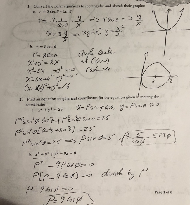 Solved 1. Convert the polar equations to rectangular and | Chegg.com