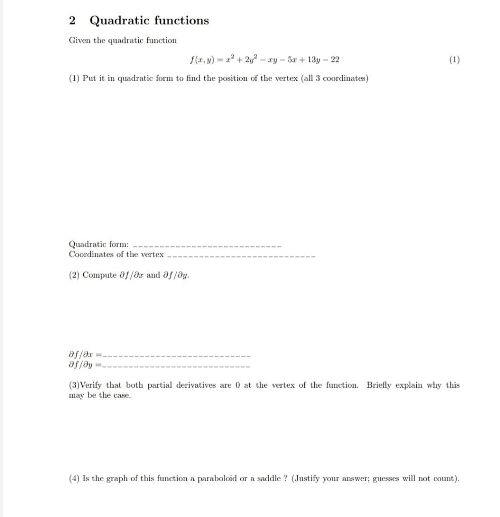Solved Heading Q2 or Quadratic functions needed to be solved | Chegg.com