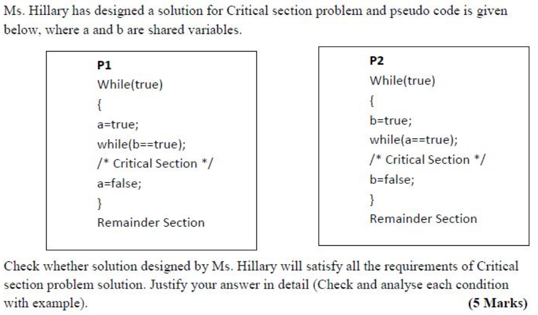 Solved Ms. Hillary has designed a solution for Critical | Chegg.com