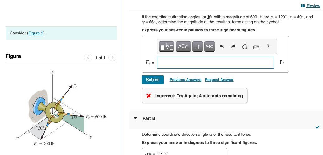 Solved If the coordinate direction angles for F3 with a | Chegg.com