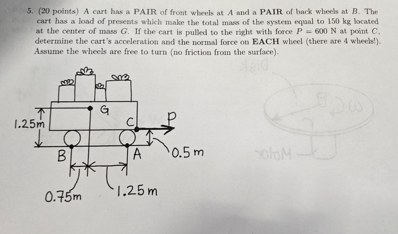 Solved 5. (20 points) A cart has a PAIR of front wheels at A | Chegg.com Solved 5. (20 points) A cart has a PAIR of front wheels at A | Chegg.com