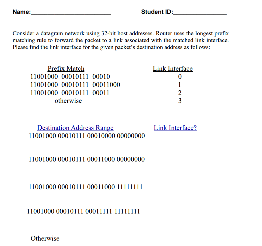 Solved Consider a datagram network using 32-bit host | Chegg.com