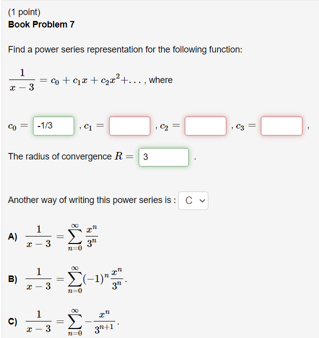 Solved (1 point) Book Problem 7 Find a power series | Chegg.com