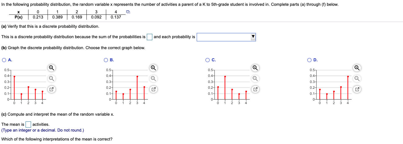 Solved In the following probability distribution, the random | Chegg.com