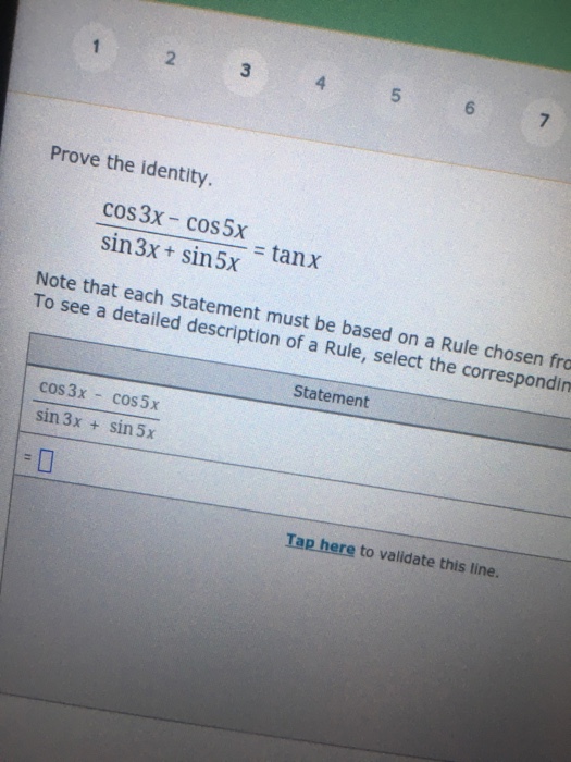 Solved 2 5 6 Prove the identity cos3x- cos5x sin 3x + sin 5x | Chegg.com