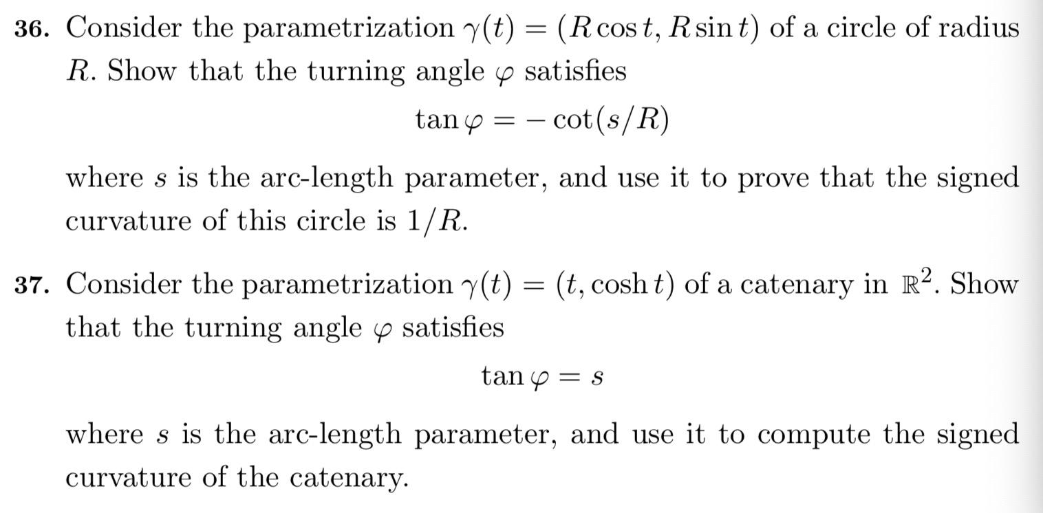 Solved 36. Consider the parametrization y(t) = (R cost, R | Chegg.com