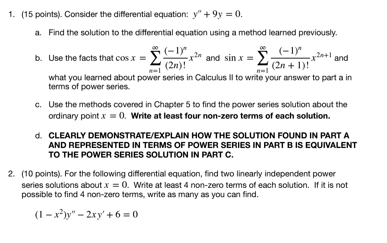 Solved (15 points). Consider the differential equation: | Chegg.com