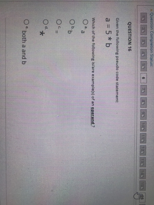 Solved Question Completion Status: 16 QUESTION 6 Select the | Chegg.com