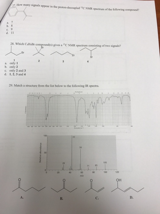 Solved How many signals appear in the proton-decoupled^13 | Chegg.com