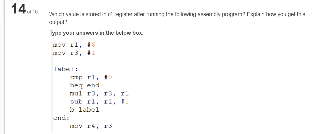 Solved 140116 Which value is stored in r4 register after | Chegg.com