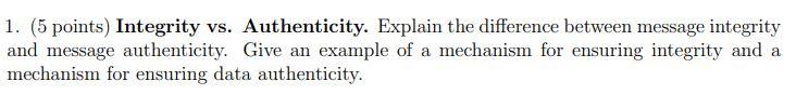 Solved 1. (5 points) Integrity vs. Authenticity. Explain the | Chegg.com