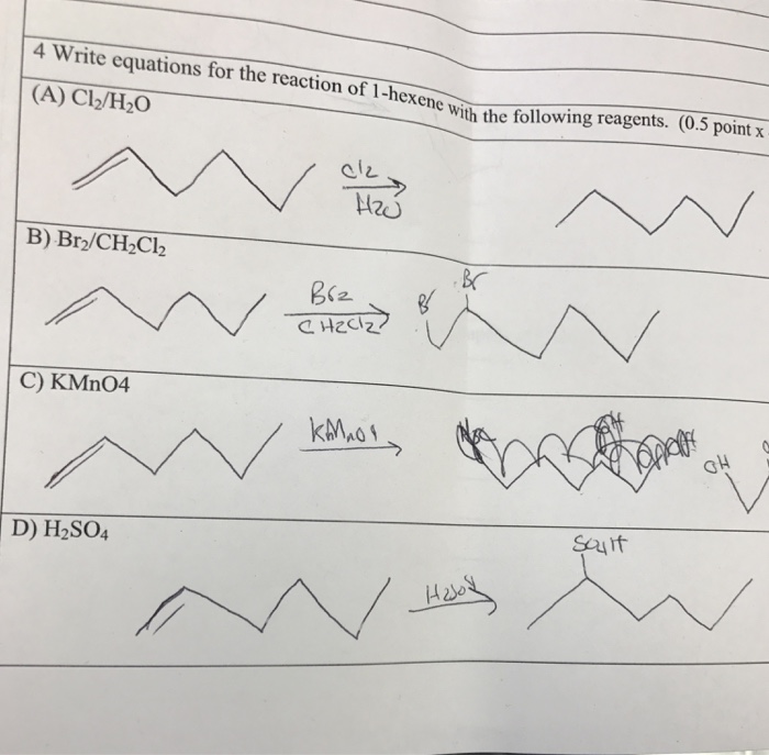 Solved Write the equation for the reaction of 1-hexene with | Chegg.com