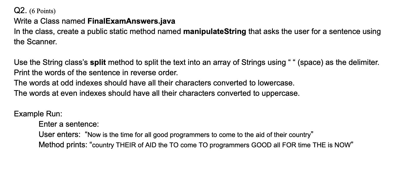 Solved Q2. (6 Points) Write a Class named | Chegg.com