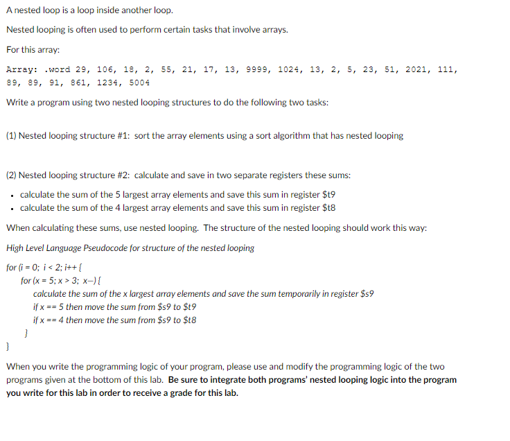 Solved Assembly language (MIPS) Programs to use | Chegg.com