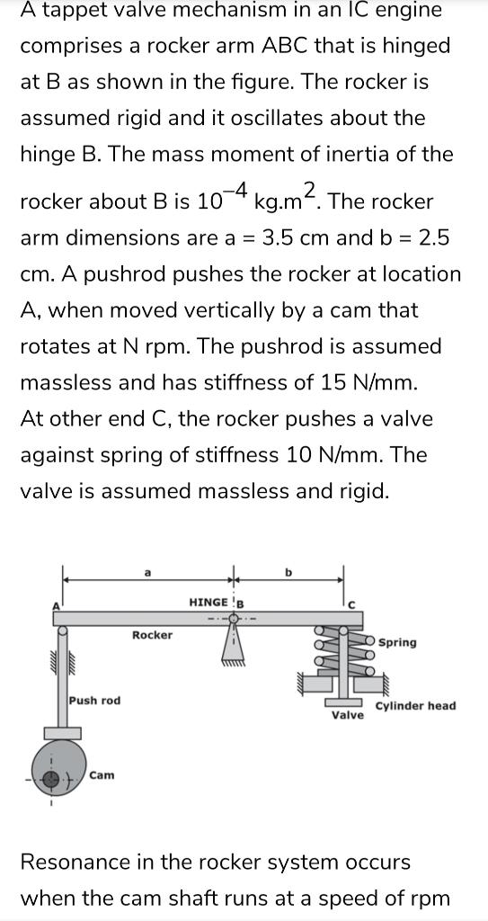 Solved A tappet valve mechanism in an IC engine comprises a | Chegg.com