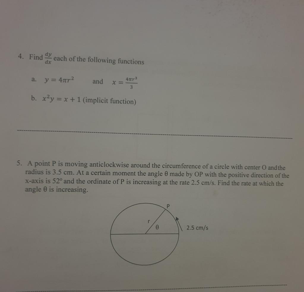 Solved 4 Find Dxdy Each Of The Following Functions A