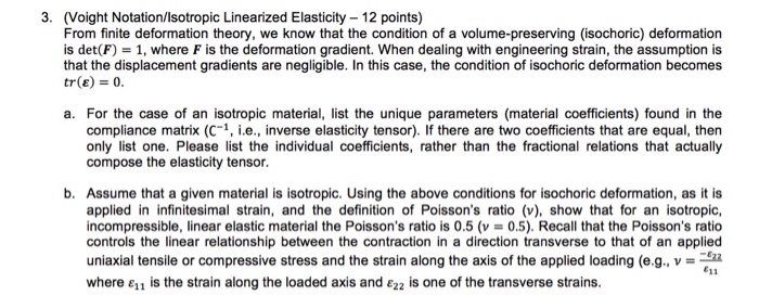3. (Voight Notation/lsotropic Linearized Elasticity | Chegg.com