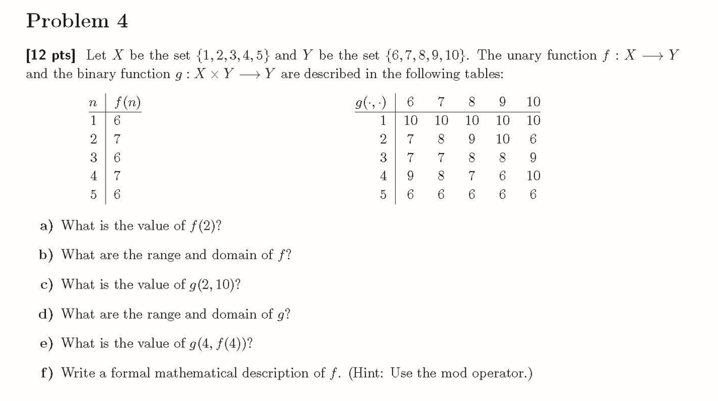 Solved Problem 4 [12 pts] Let X be the set {1,2,3,4,5) and Y | Chegg.com