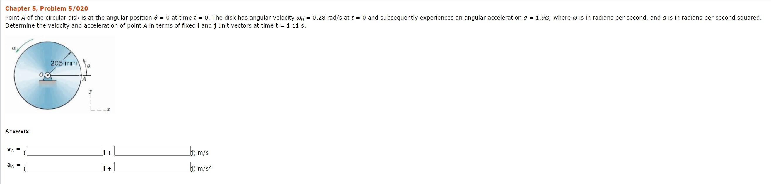 Solved Chapter 5, Problem 5/020 Point A of the circular disk | Chegg.com
