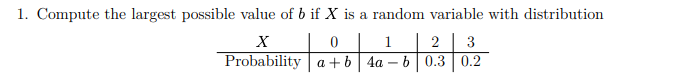 Solved 1. Compute the largest possible value of b if X is a | Chegg.com