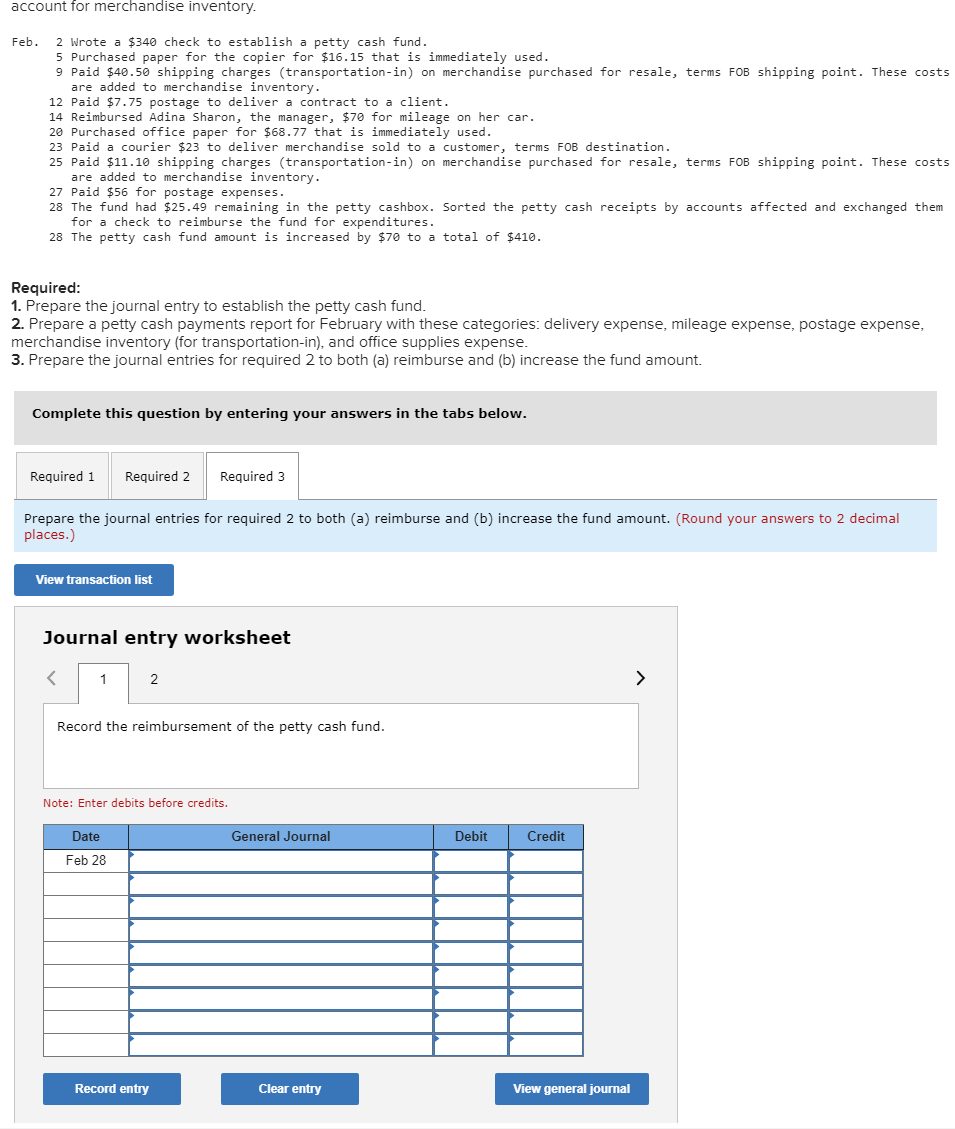 Solved Problem 6-3A Establishing, reimbursing, and | Chegg.com