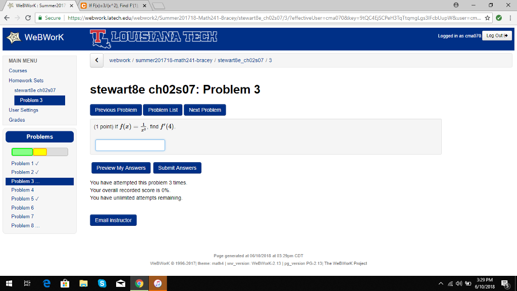 Solved WeBWorK : Summer2017 × | Chegg.com