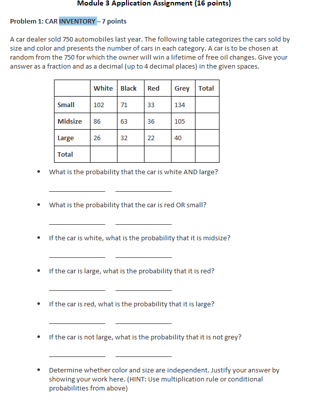 Solved Module 3 Application Assignment (16 points) Problem | Chegg.com