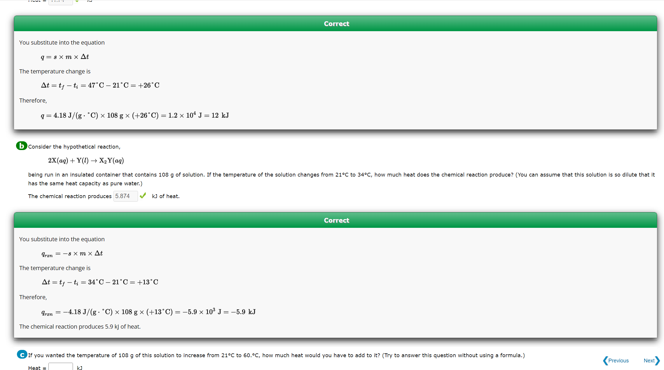 Solved You substitute into the equation q=s×m×Δt The | Chegg.com