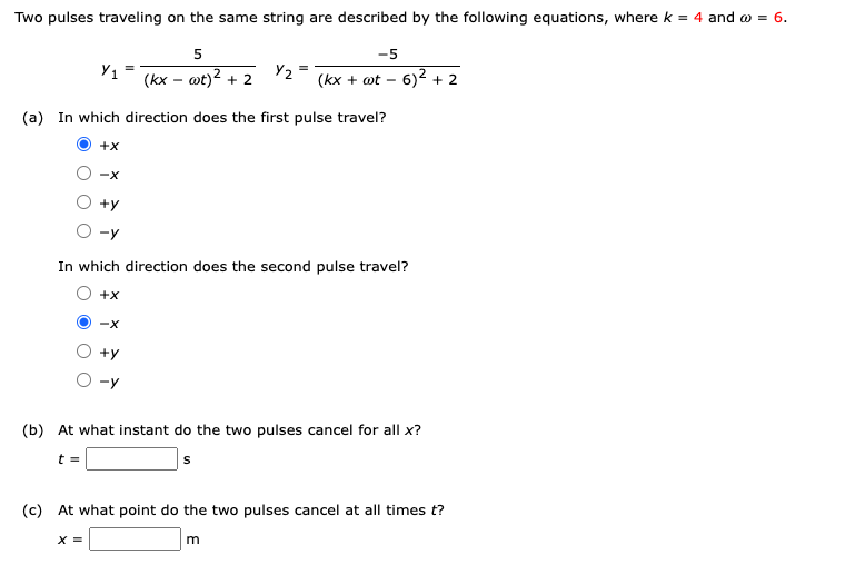 Solved Two pulses traveling on the same string are described | Chegg.com