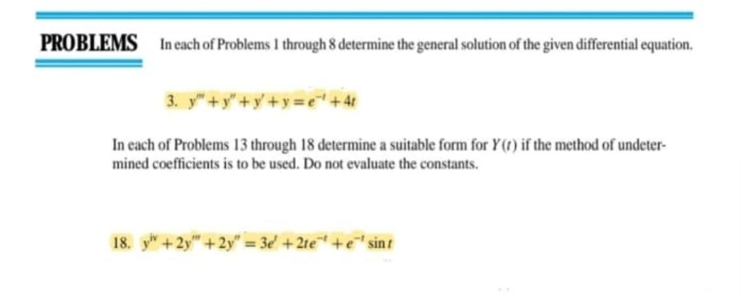 Solved PROBLEMS In each of Problems 1 through 8 determine | Chegg.com