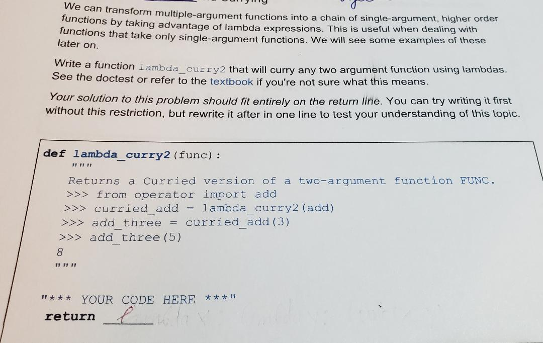 Solved агуу We can transform multiple-argument functions by | Chegg.com