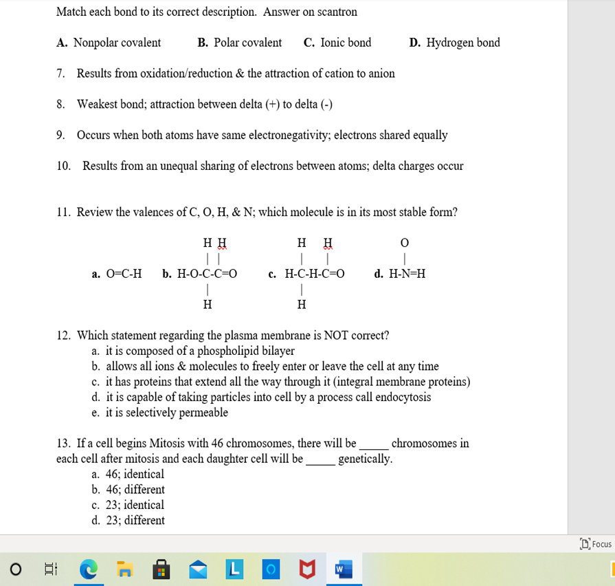 Solved Match each bond to its correct description. Answer on | Chegg.com