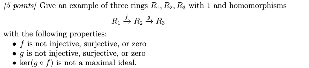 Solved [5 points) Give an example of three rings R1, R2, R3 | Chegg.com