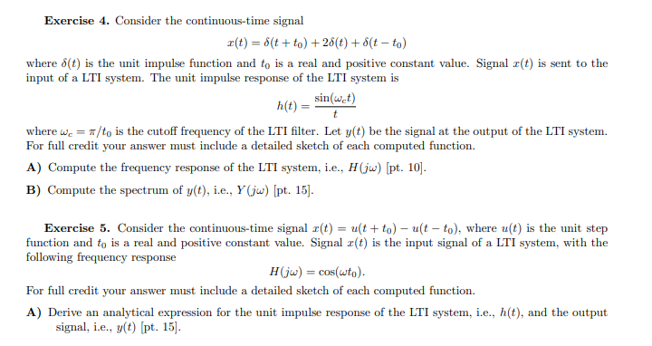 Solved Exercise 4. Consider the continuous-time signal r(t) | Chegg.com