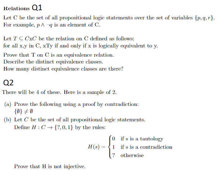 Relations Q1 Let C be the set of all propositional | Chegg.com