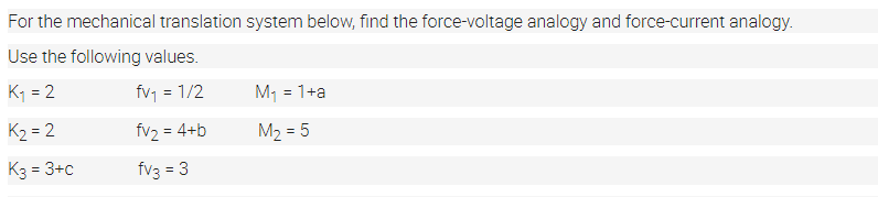 Solved For the mechanical translation system below, find the | Chegg.com