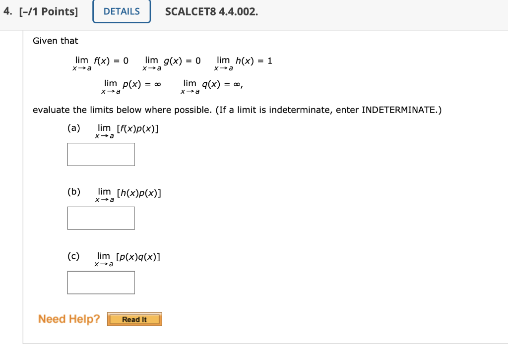 Solved 4. [-/1 Points] DETAILS SCALCET8 4.4.002. Given that | Chegg.com