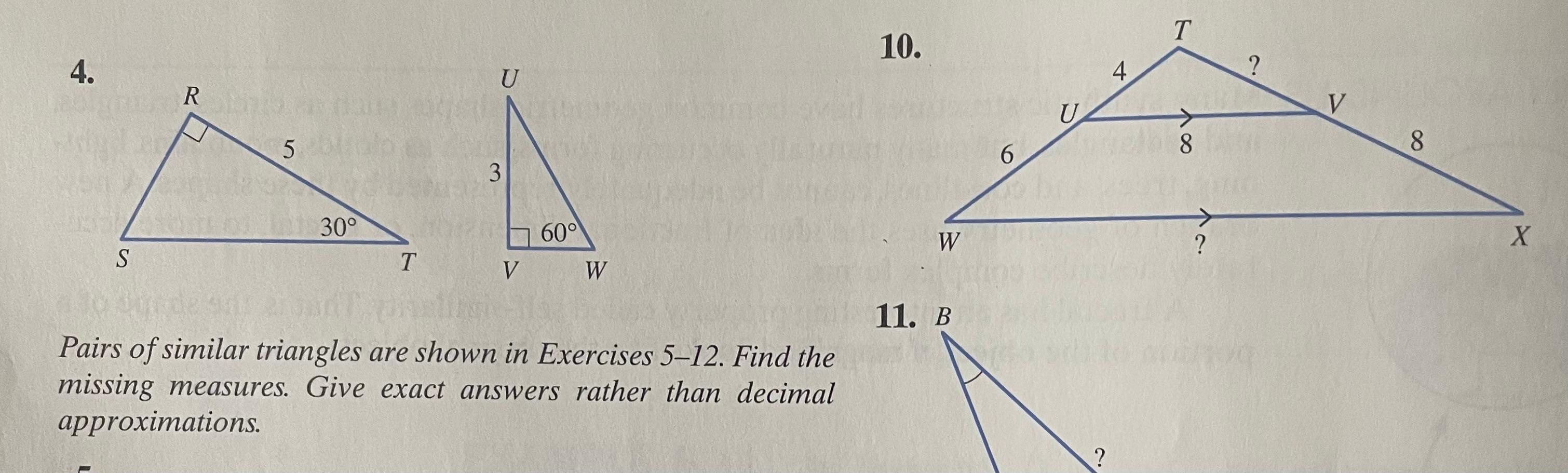 Solved 10 Pairs of similar triangles are shown in Exercises | Chegg.com