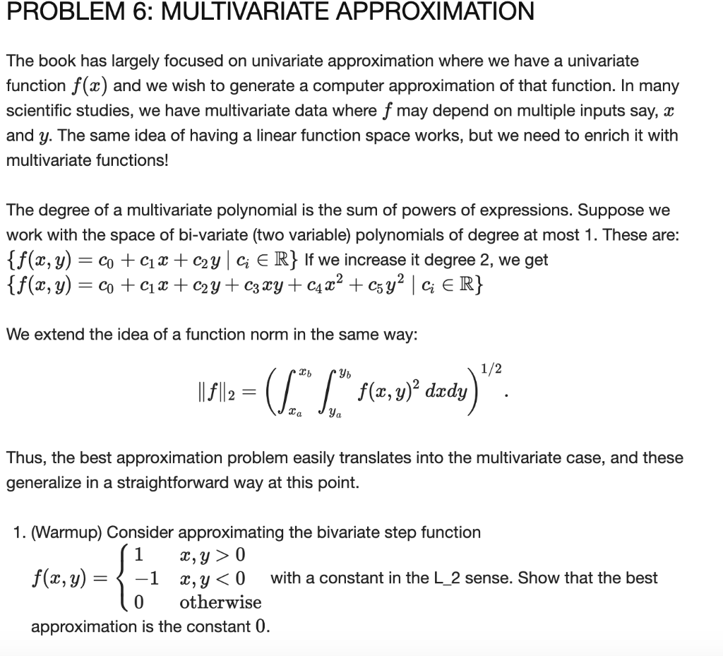 Solved Problem 6 Multivariate Approximation The Book Has