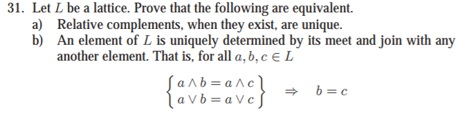 Solved 31. Let L be a lattice. Prove that the following are | Chegg.com