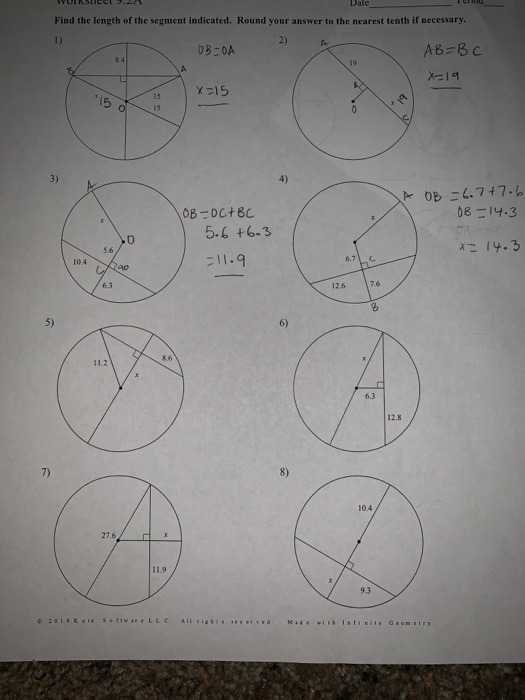Solved Find the length of the segment indicated. Round your | Chegg.com