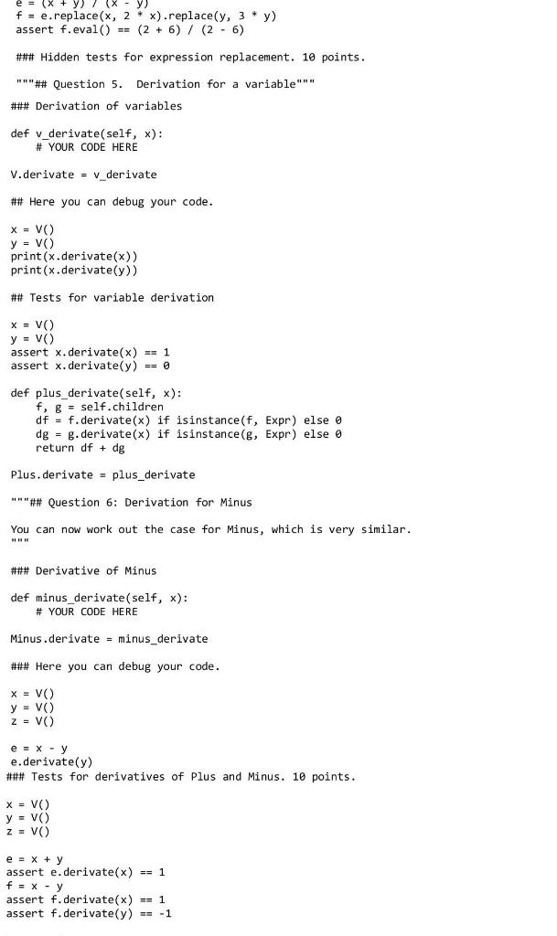 Please solve where it says # YOUR CODE HERE for each | Chegg.com