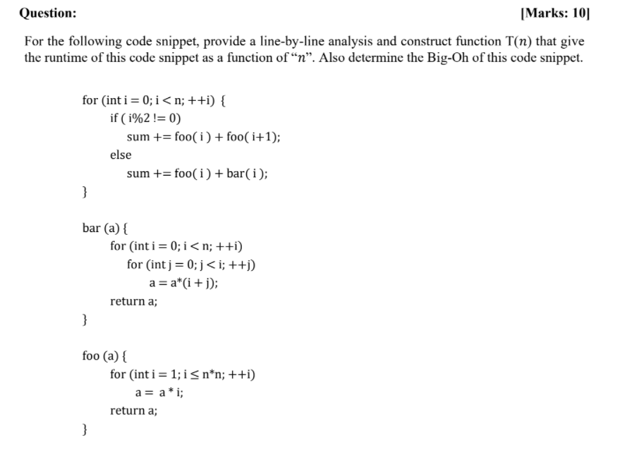 Solved Question: [Marks: 10) For the following code snippet, | Chegg.com